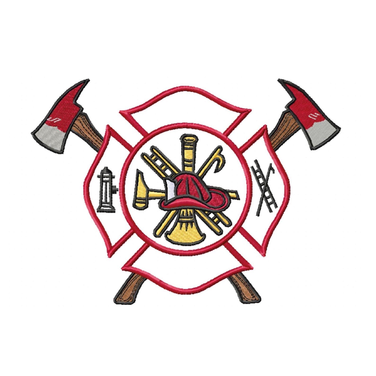 Customizable Fire Department Maltese Cross With Firefighter Axes Badge ...