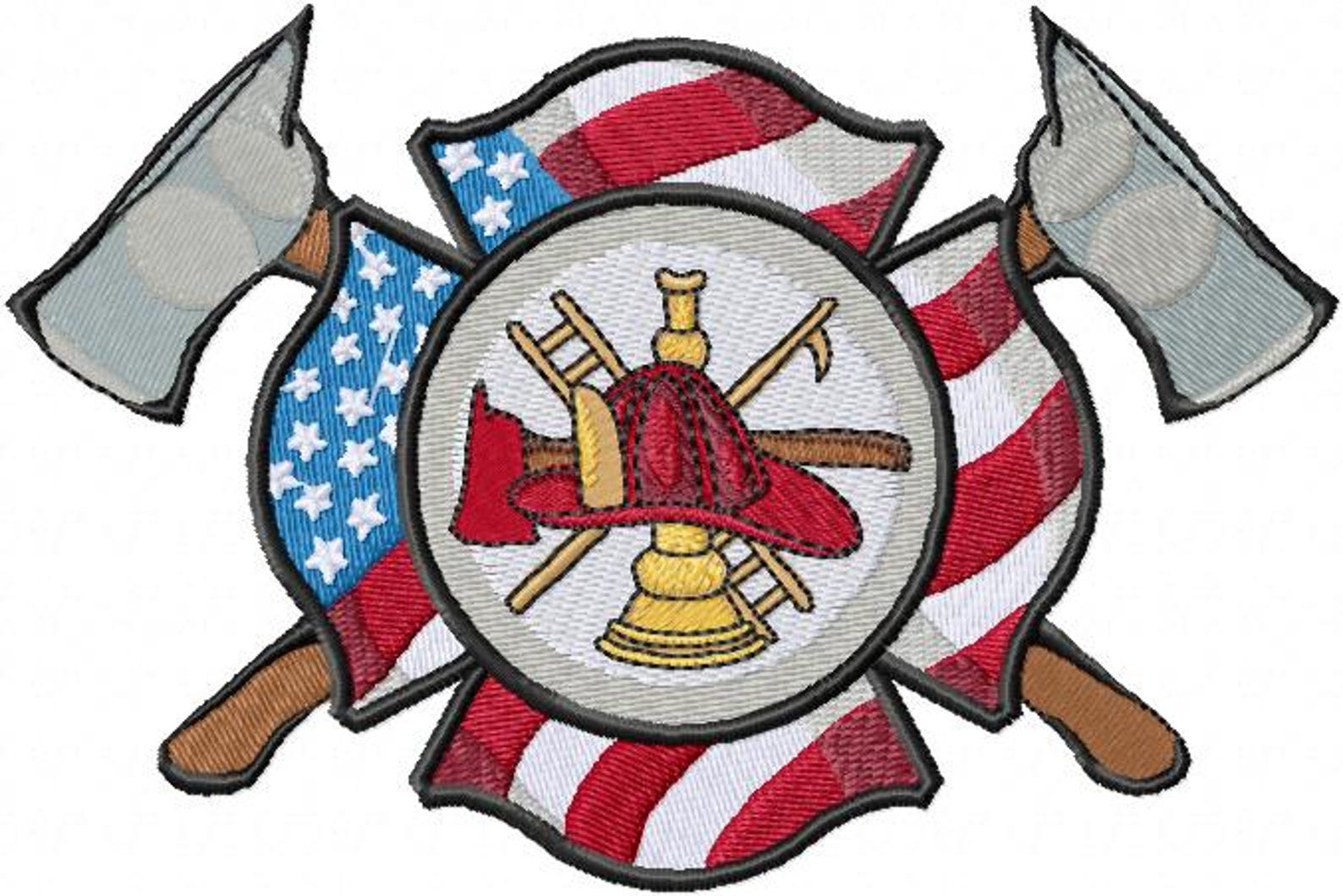 Fire Department US Flag Maltese Cross With Firefighter Axes Digital ...