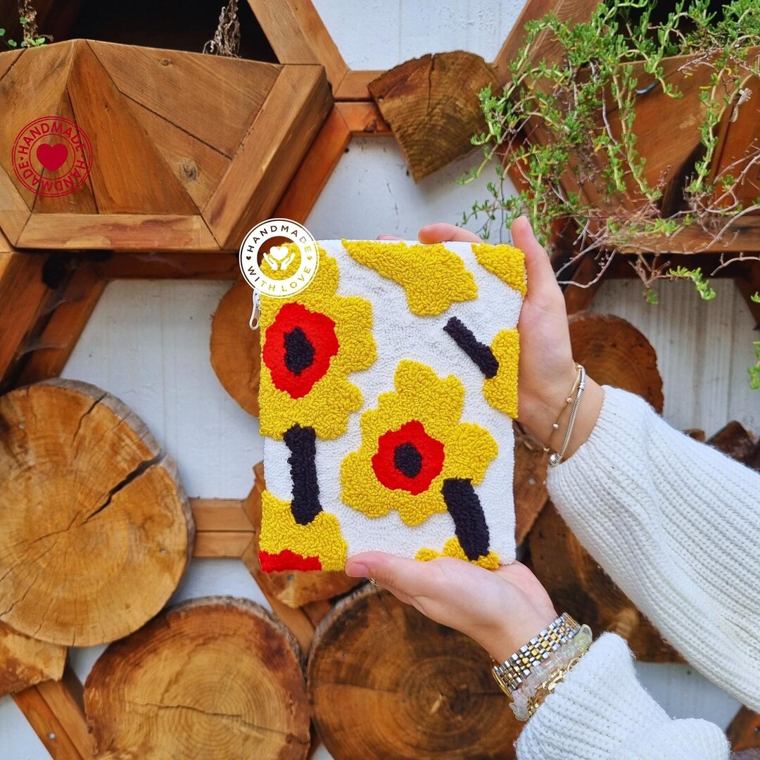 Sunflower Embroidered Kindle Cover - Yellow Book Sleeve - Kindle ...