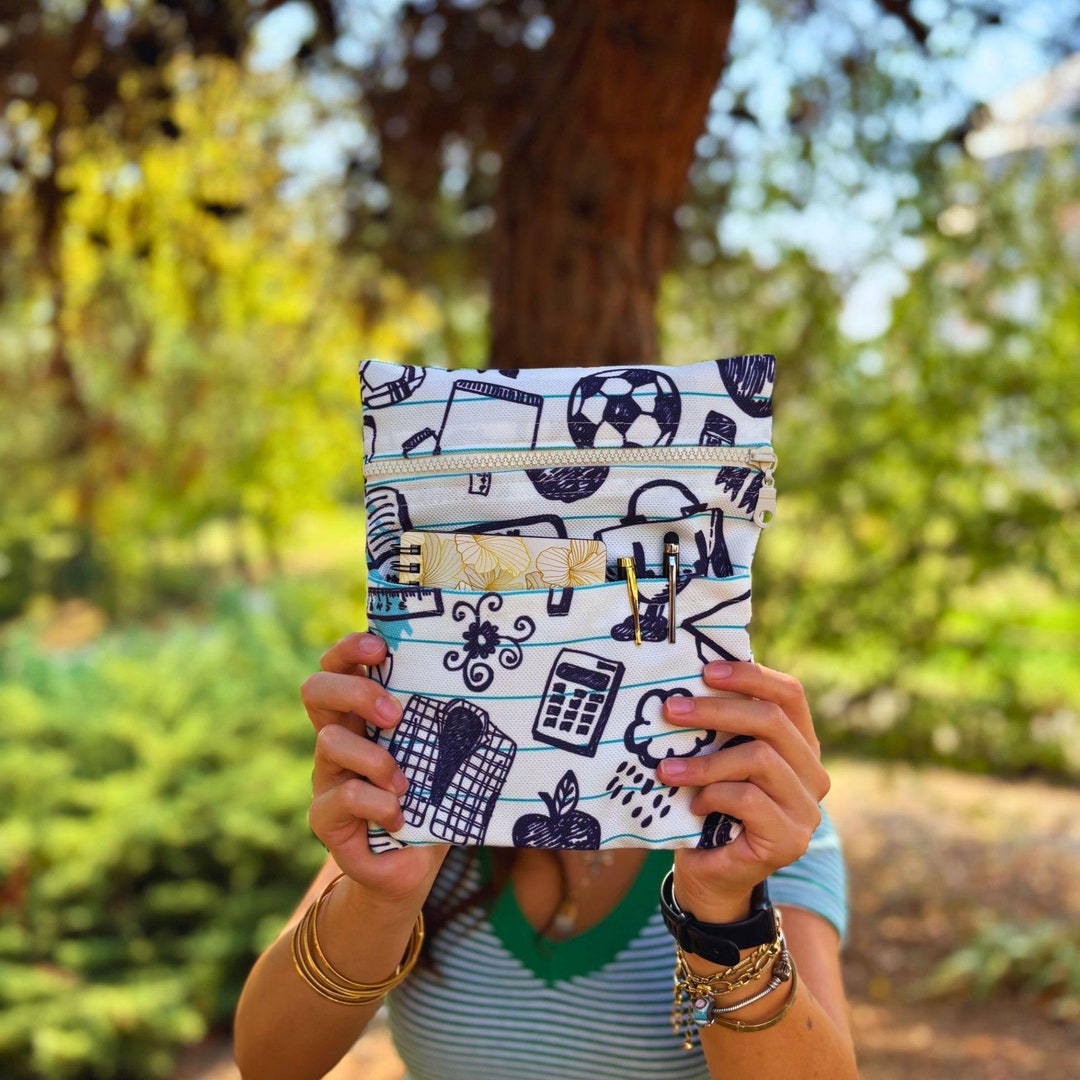 Back to School Book Sleeve, Book Cover, Book Purse, Book Pouch, Book ...