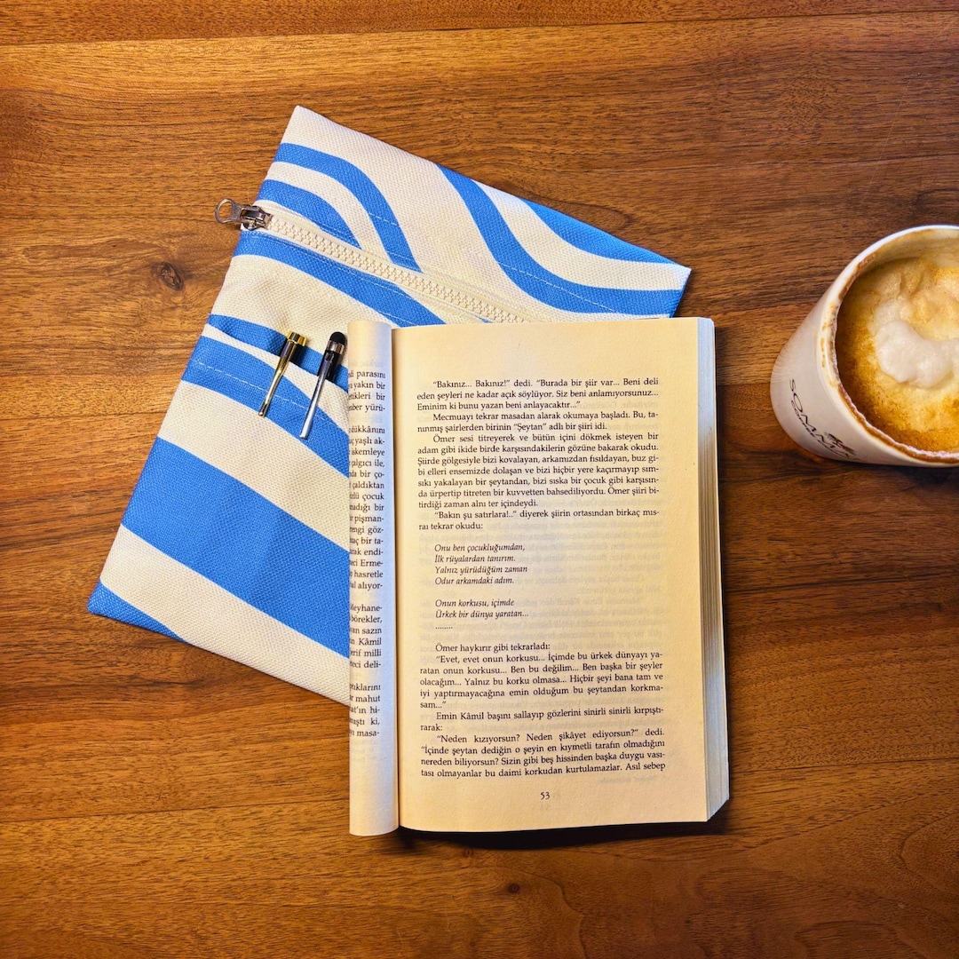 Blue Book Sleeve, Padded Book Cover, Book Purse, Book Pouch, Book ...