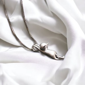 Cat Pendant Chain Necklace Cute Cat Necklaces Sterling - Etsy Canada