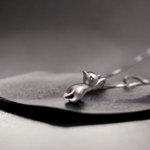 Cat Pendant Chain Necklace Cute Cat Necklaces Sterling - Etsy Canada