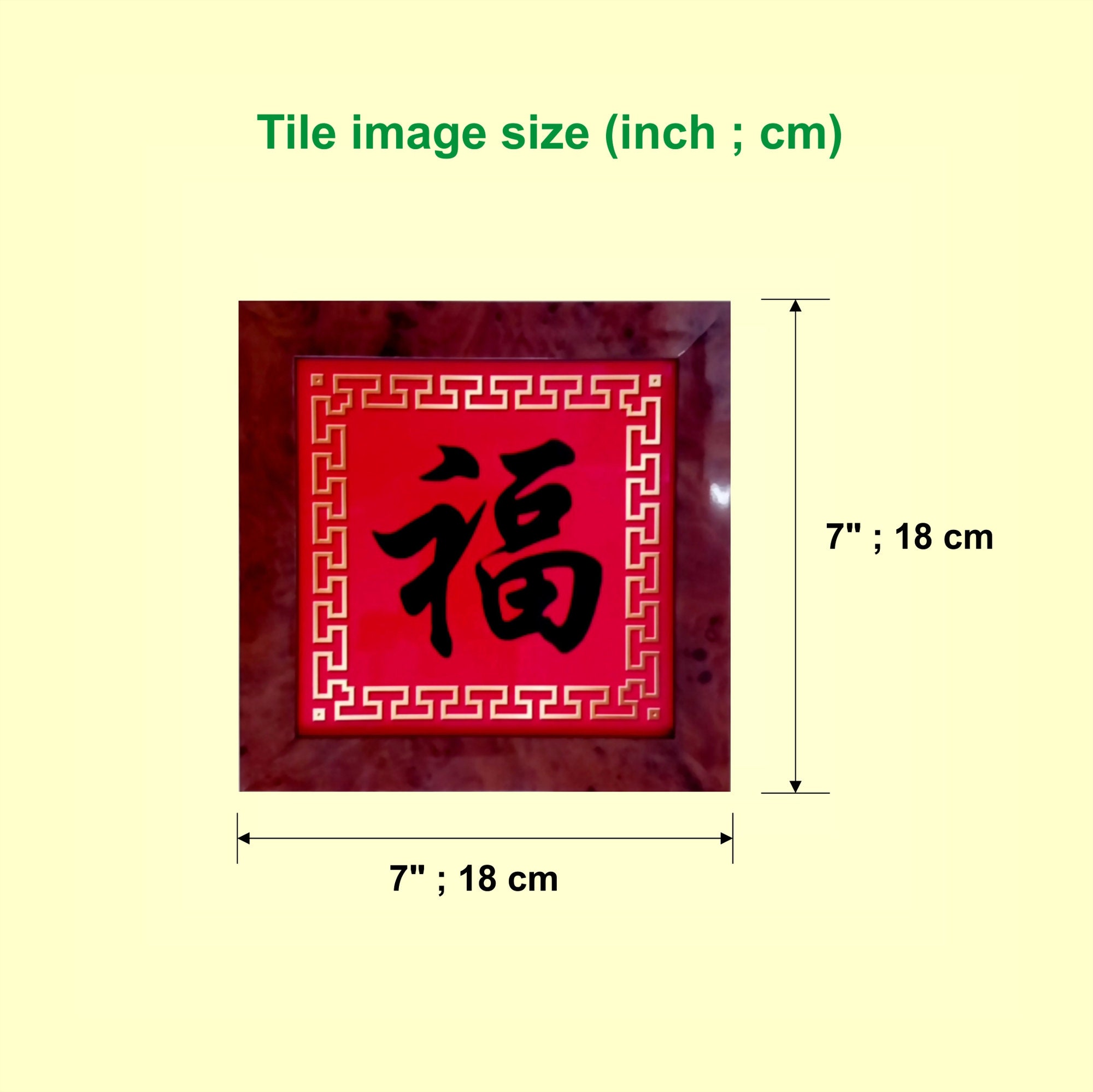 FENG SHUI Calligraphy Art COLLECTION Painted on Ceramic Tile Framed ...