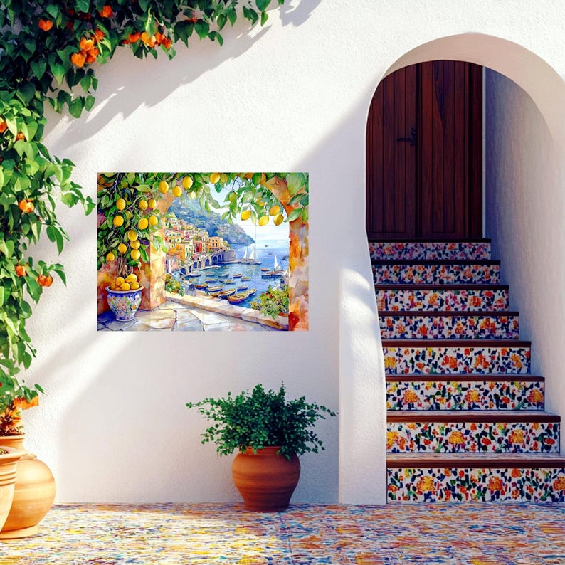 Italian Amalfi Coast Ceramic Tile Mural / Mosaic Two Sizes to Choose ...