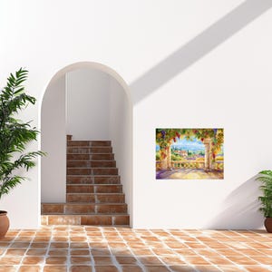 French CERAMIC TILE Mural Tile MOSAIC Provencal Landscape Ceramic Tile ...