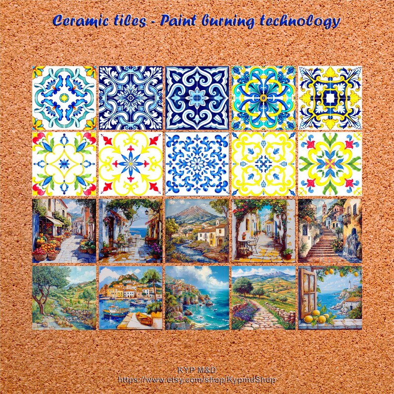 Pack of 20 SICILIAN CERAMIC TILES Style Options Vibrant Rustic Retro ...