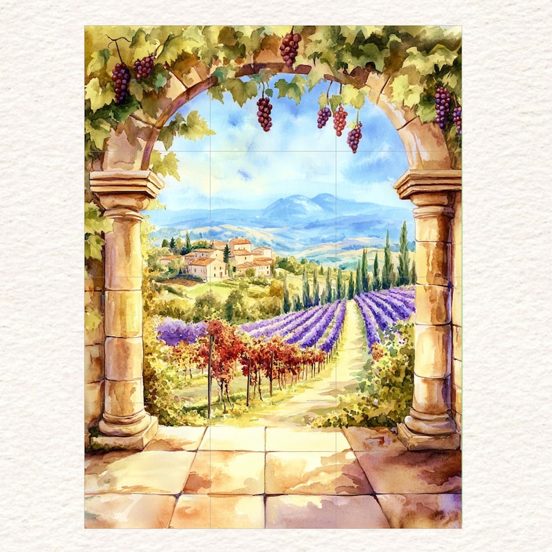 PROVENCAL Ceramic TILE MURAL Tile Mosaic French Landscape Ceramic Tile ...