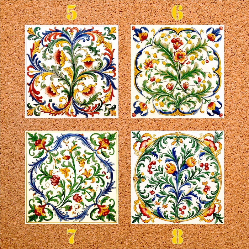 Pack of 10 Tuscan Ceramic Tiles: Selectable Patterns, Two Sizes - Etsy