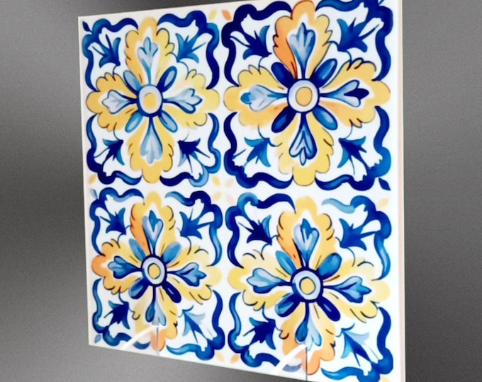 Pair of Colourful Italian Creation Luciano Wall Tiles / Coaster Largest ...