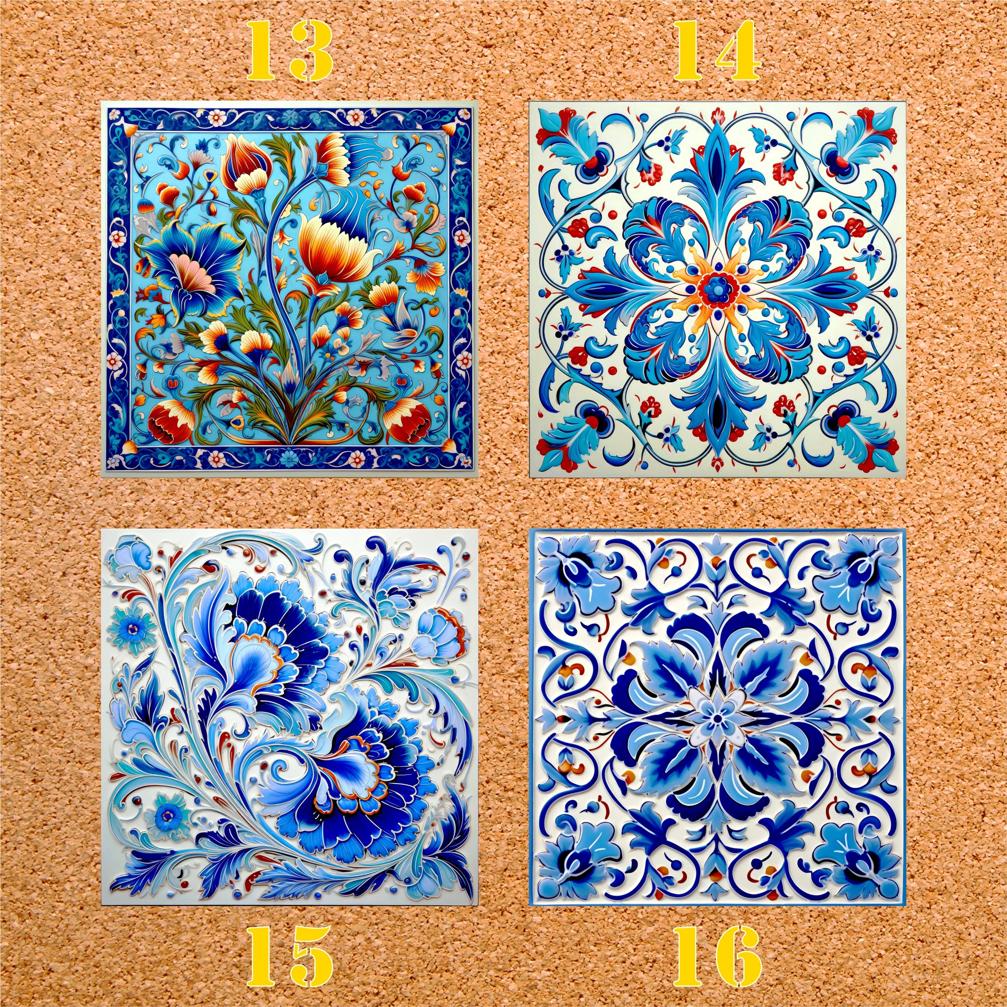 Pack of 5 Turkish Ceramic Tiles: Selectable Patterns, Two Sizes - Etsy