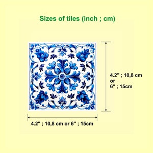 Pack of 10 SPANISH BLUE Ceramic TILES Style Option White Blue Vintage ...