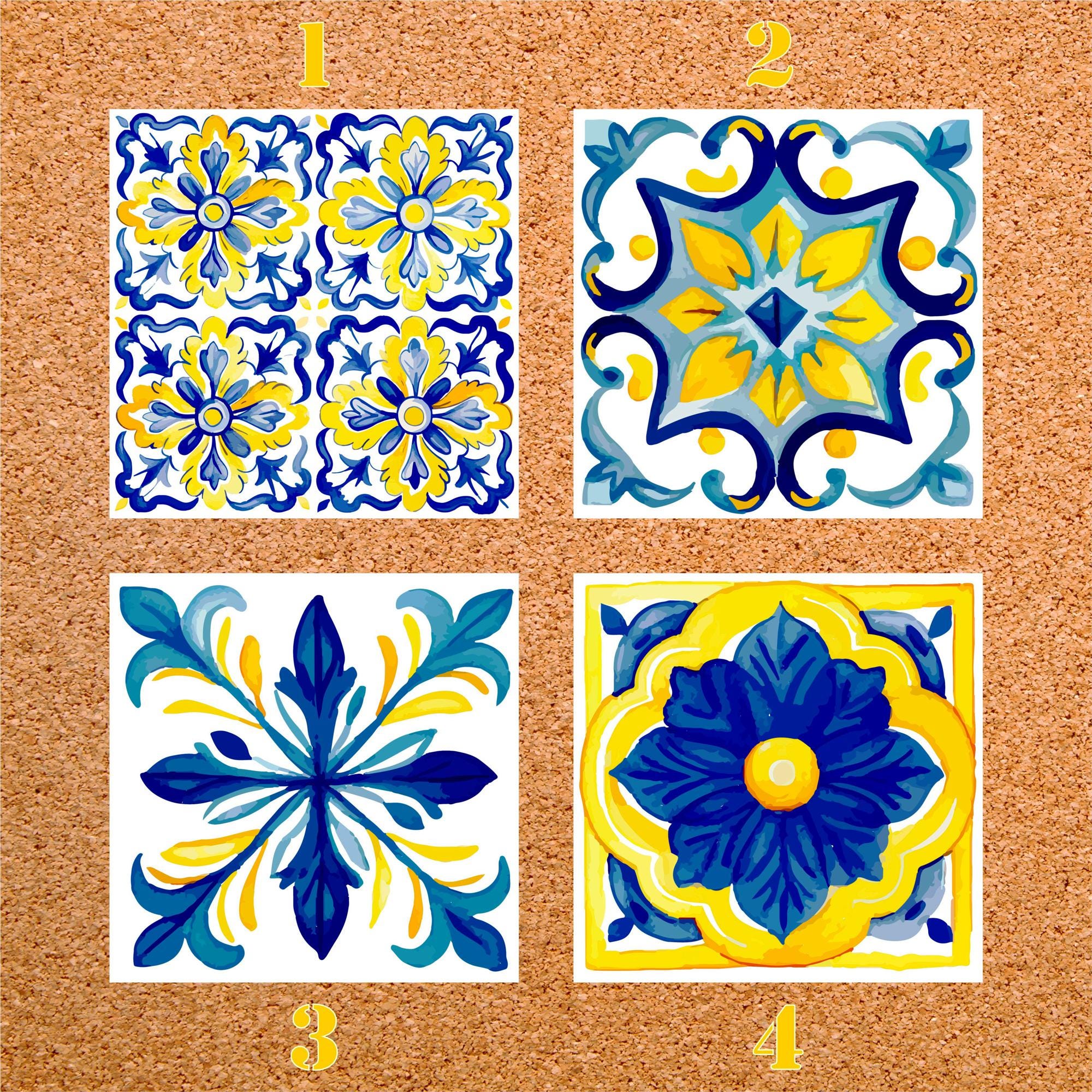 Pack of 20 Amalfi Coast Ceramic Tiles: Selectable Patterns, Two Sizes ...