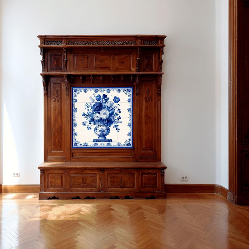 Delft Blue Flower Vase Ceramic Tile Mural, Three Sizes: Chinoiserie ...