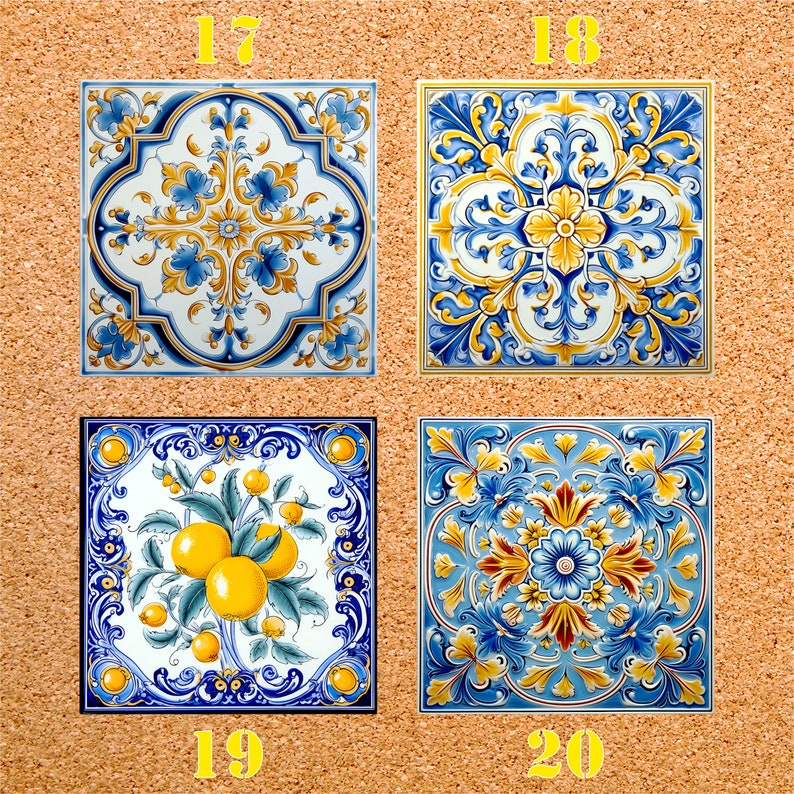 Pack of 20 ITALIAN CERAMIC TILES Style Options Vibrant Deruta Retro Mid ...
