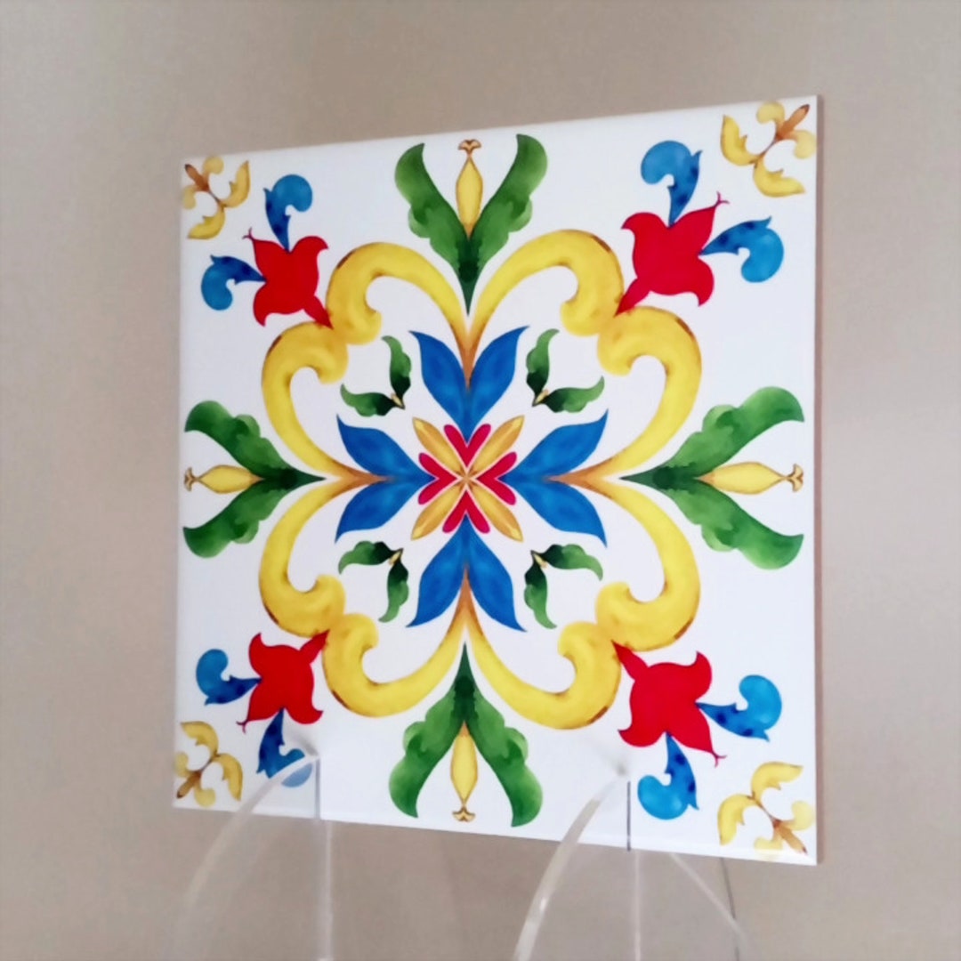 Pack of 20 SICILIAN CERAMIC TILES Style Options Vibrant Rustic Retro ...