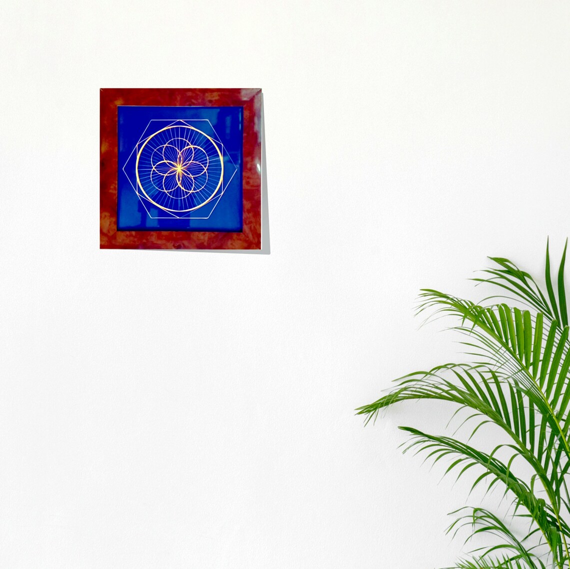 SACRED GEOMETRY Art COLLECTION Painted on Ceramic Tile Framed Spiritual ...