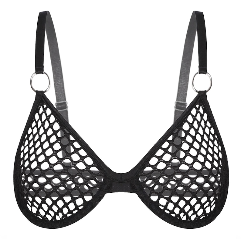 Fishnet Bra, Black Mesh Bra, Goth Lingerie, See Through Fishnet Top - Etsy