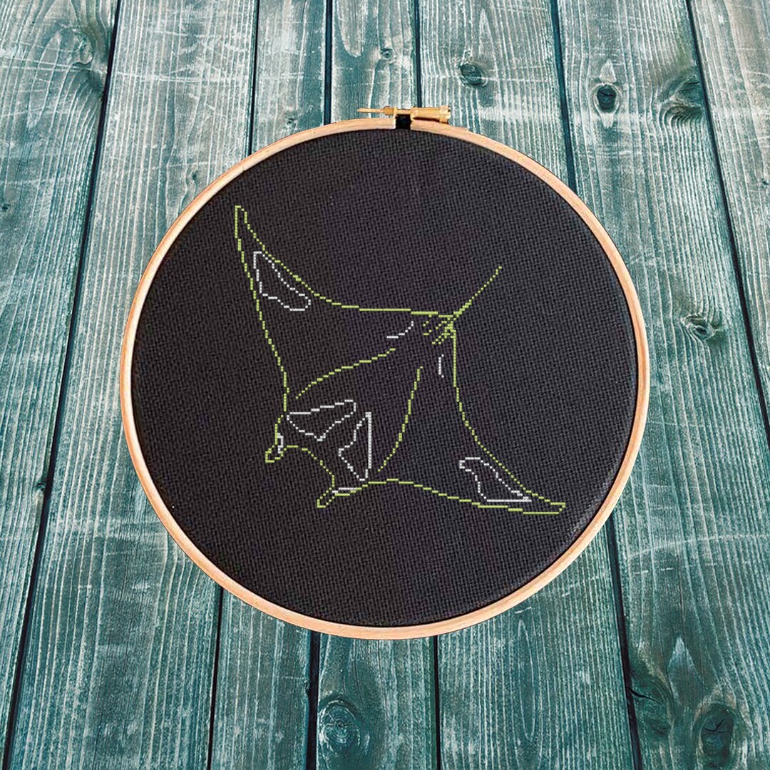 Neon Manta Ray Cross Stitch Pattern - Etsy