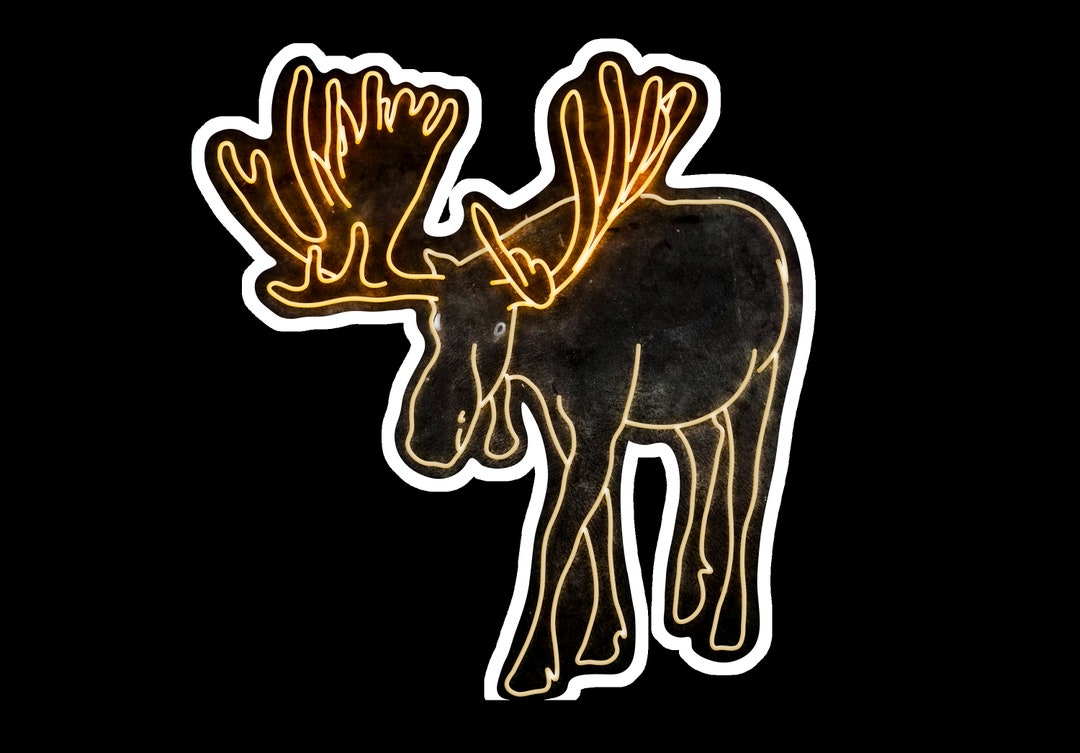 Moose Neon Design Sticker - Etsy