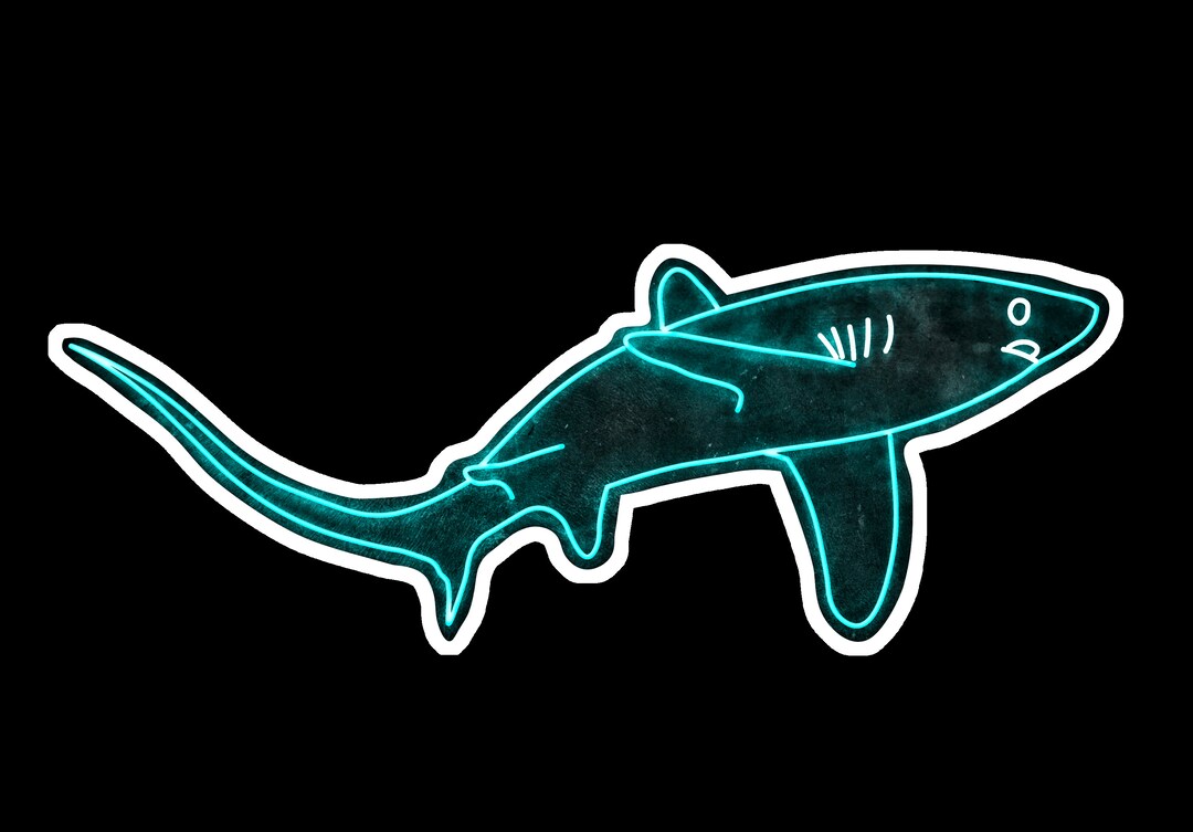 Thresher Shark Neon Design Sticker - Etsy