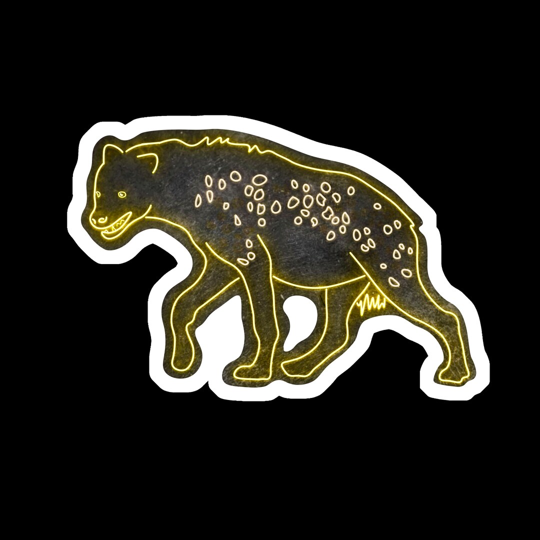 Spotted Hyena Neon Sticker - Etsy