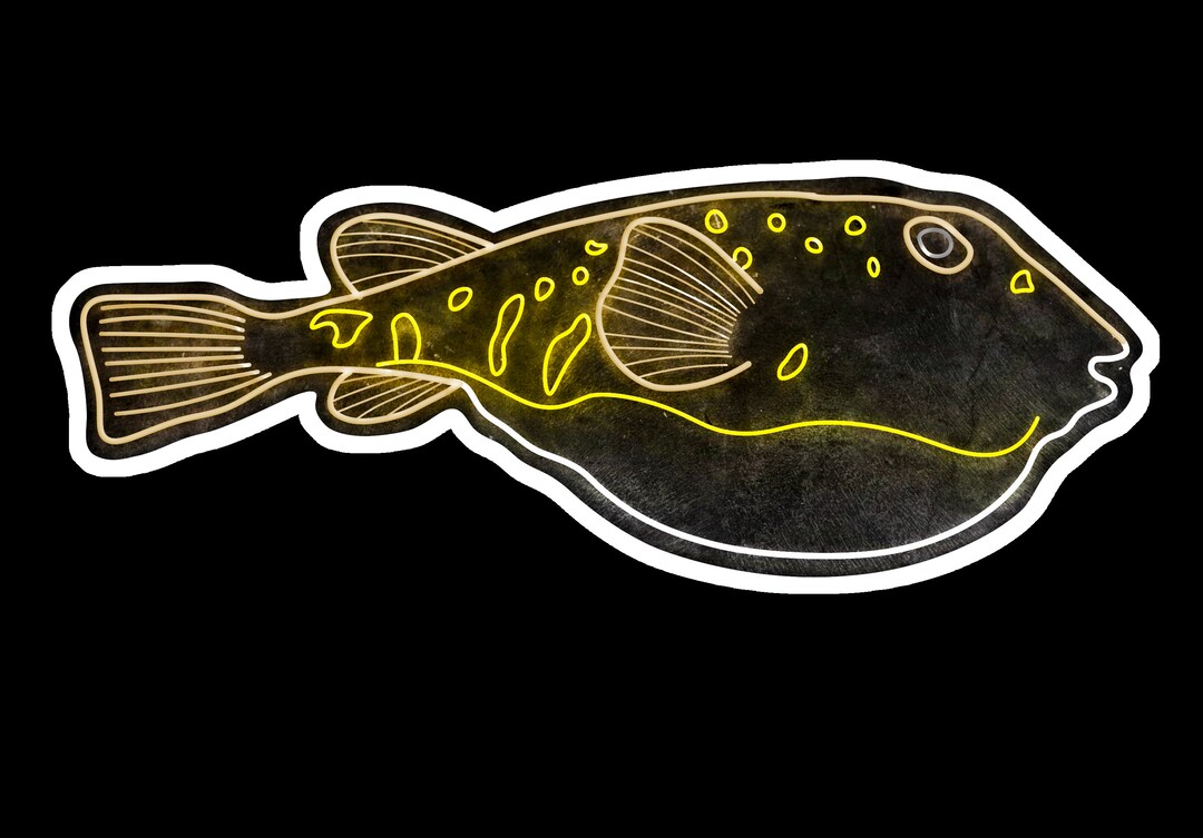 Northern Pufferfish Neon Design Sticker - Etsy