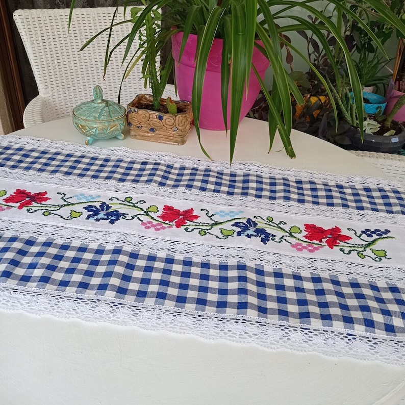 Cross Stitch Table Runner Traditional Pattern Handmade Table - Etsy