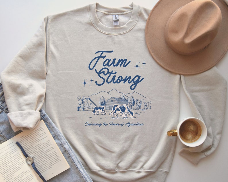 Farm Strong Sweatshirt Vintage Agricultural Resilient Sweater Farm Life ...