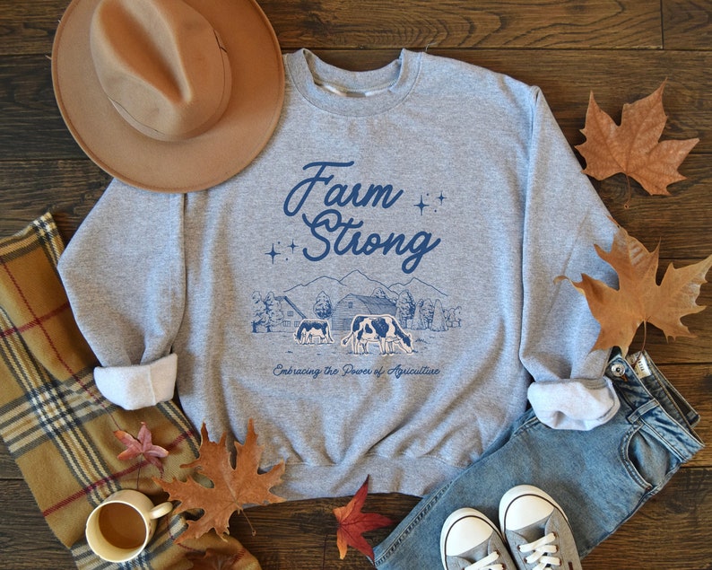 Farm Strong Sweatshirt Vintage Agricultural Resilient Sweater Farm Life ...