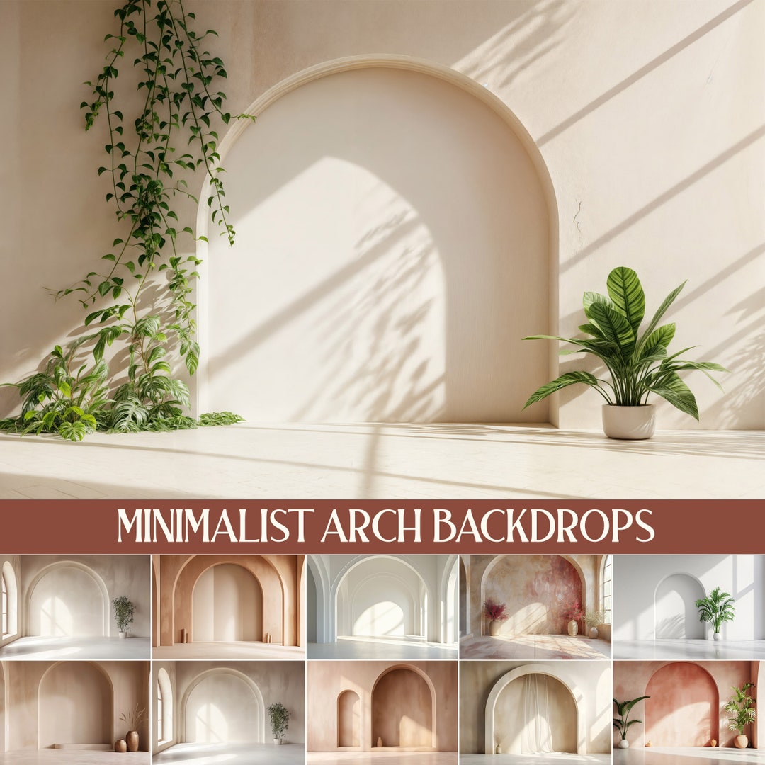 Minimalist Arch Backdrops, Neutral Room Digital Portrait Backgrounds ...