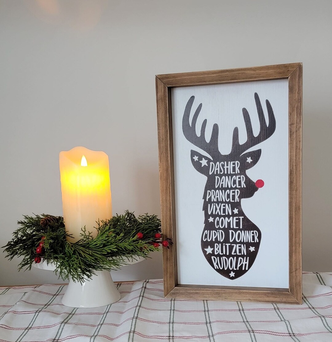 Rudolph Silhouette Christmas Sign Wood Sign Farmhouse Christmas Sign ...