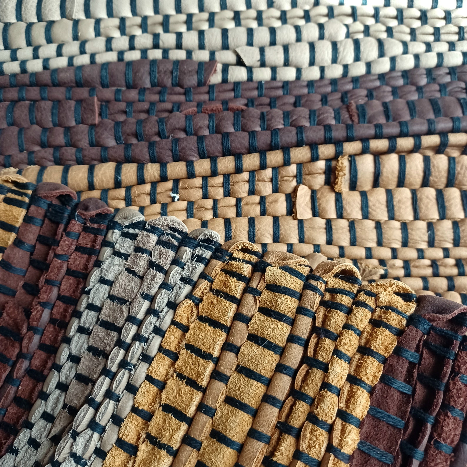 Brown Leather Carpet / Modern Runner / Handwoven Natural Runner Rug ...