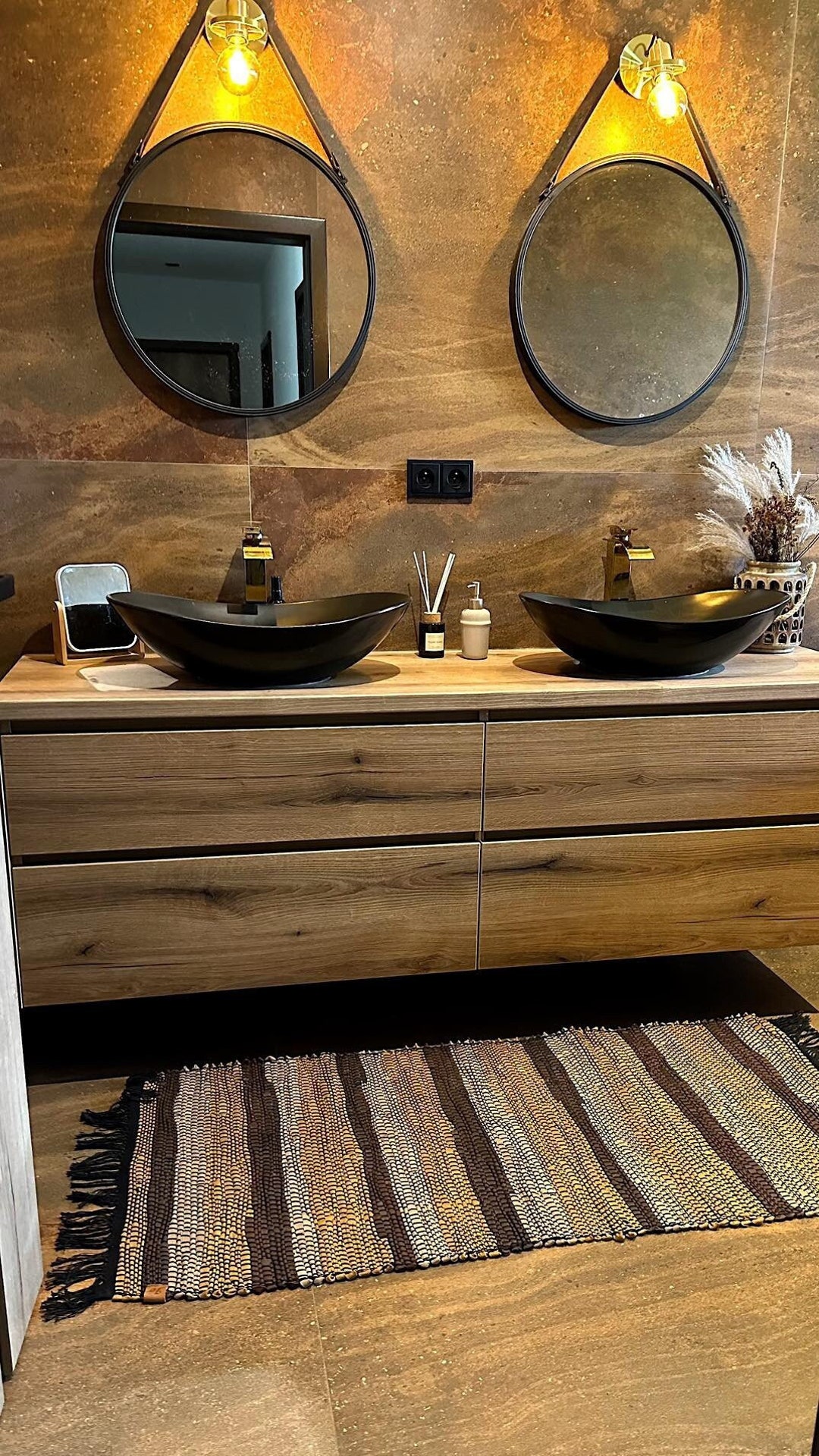 Brown Leather Carpet / Modern Runner / Handwoven Natural Runner Rug ...