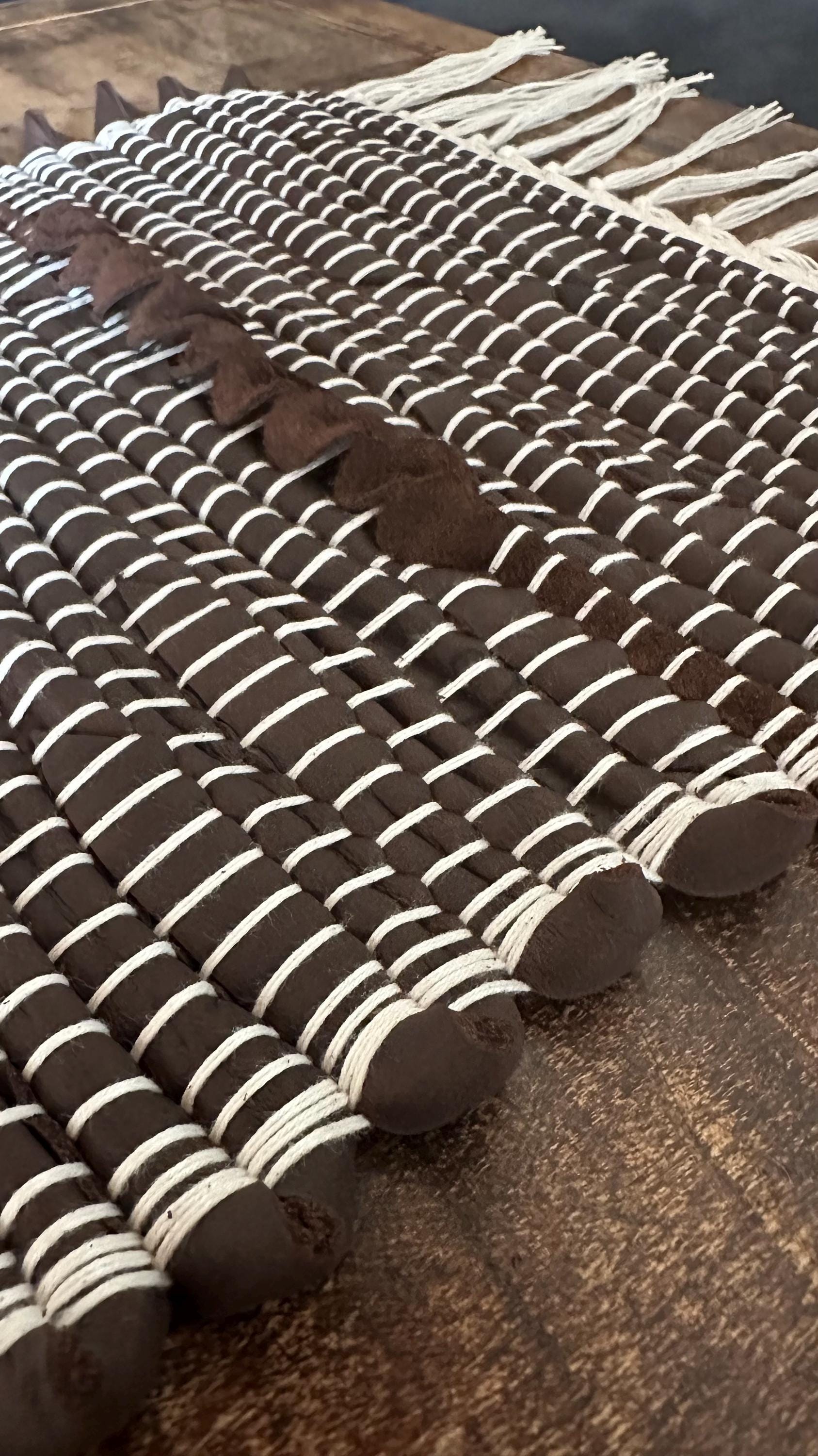 100% Leather Table Runner - Handmade Upcycled Brown Table Cover ...