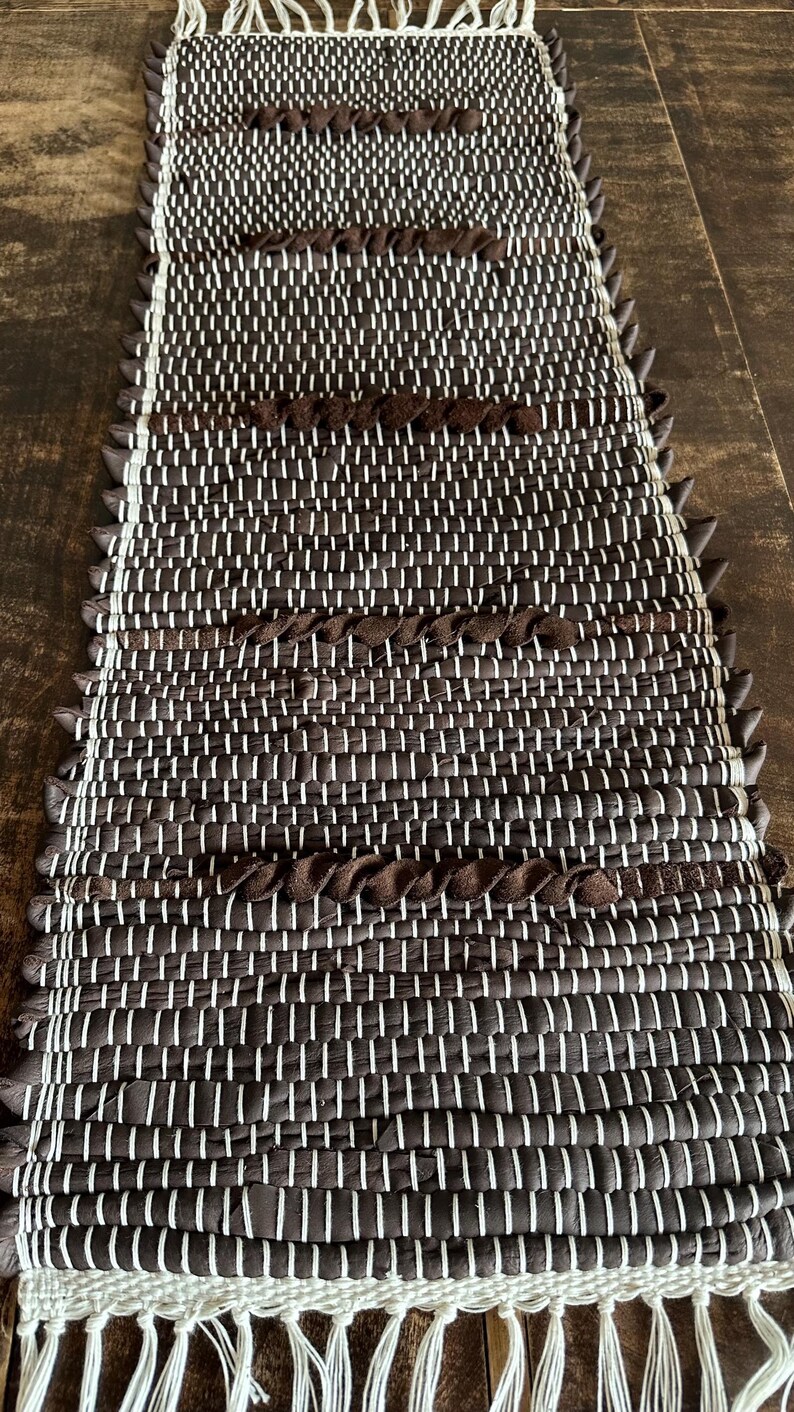 100% Leather Table Runner - Handmade Upcycled Brown Table Cover ...