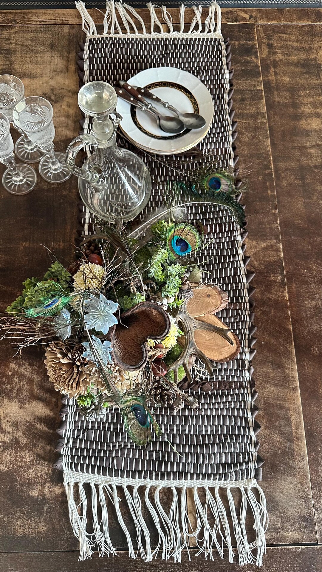 100% Leather Table Runner - Handmade Upcycled Brown Table Cover ...