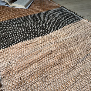 Natural Leather Runner Rug - Custom Rag Rug - Handmade Area Rug for ...