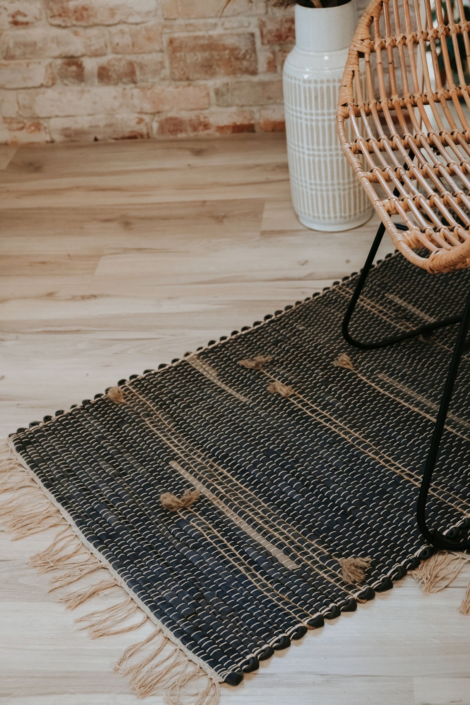 Blue Leather Runner Rug - Custom Rag Rug - Handmade Area Rug for ...