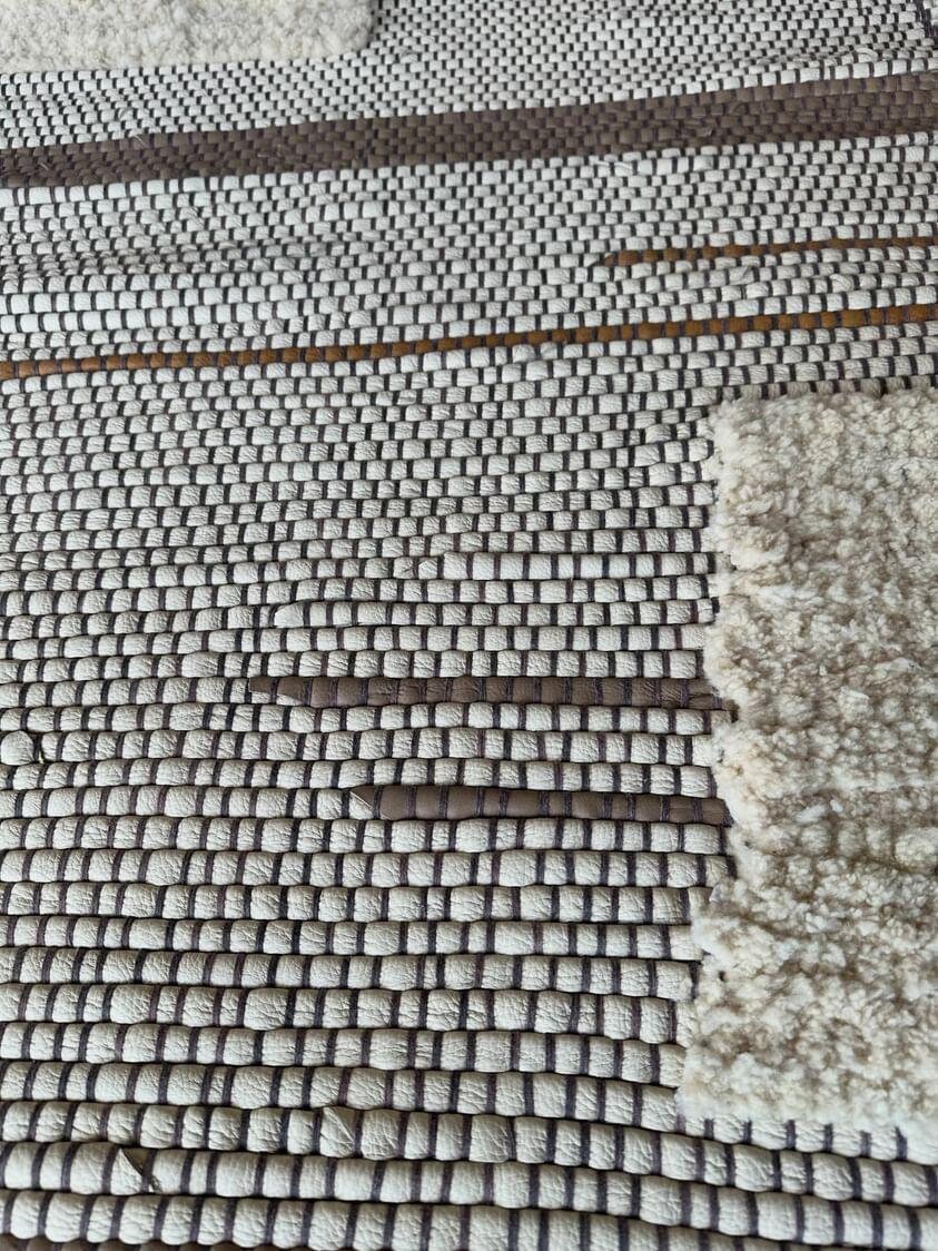 Leather Rug With Sheep Skin / Pure Leather Rug Runner / Handwoven ...