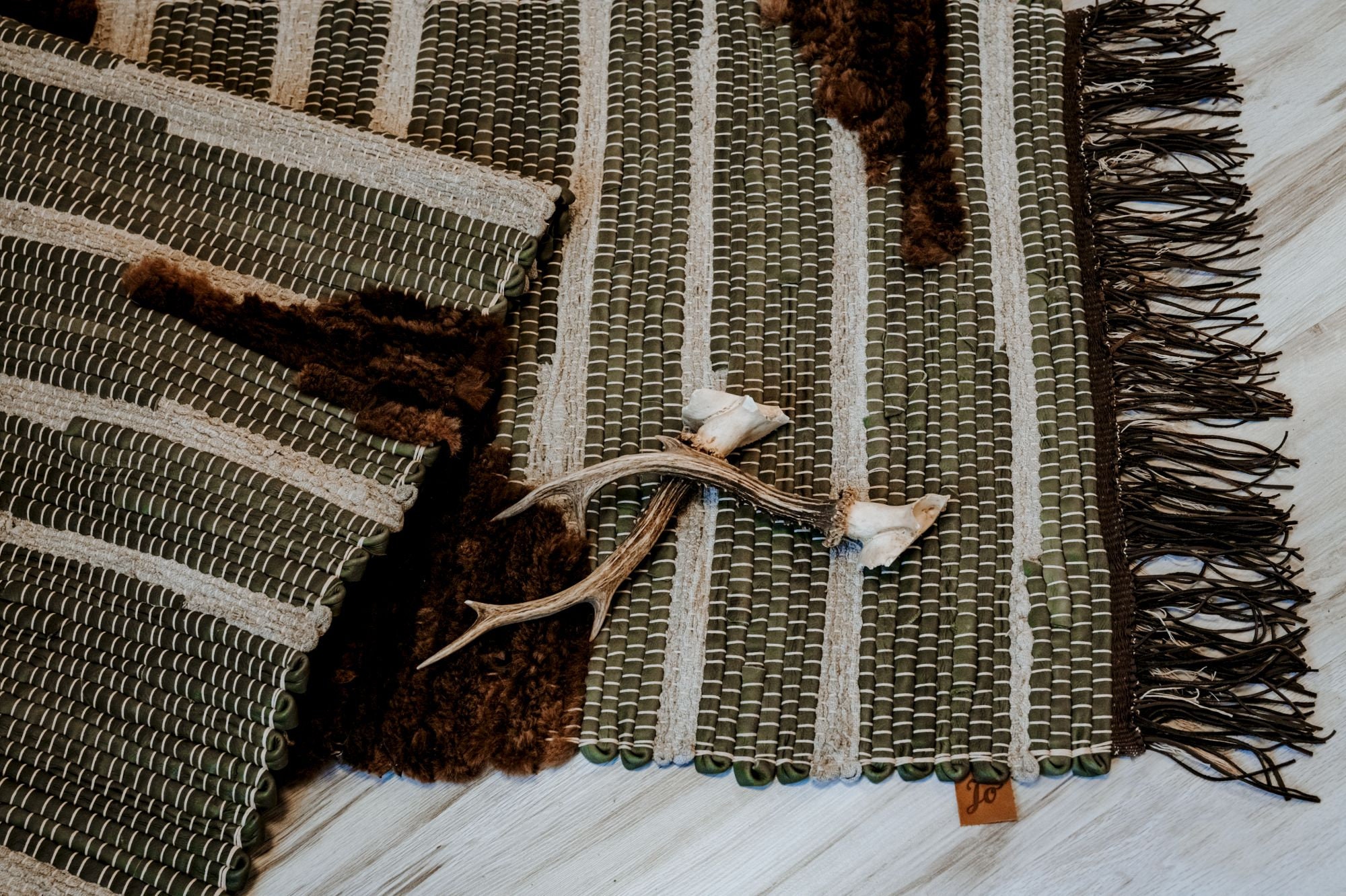 Leather Rug With Hair for Hunter / Hunter Carpet / Handwoven Natural ...