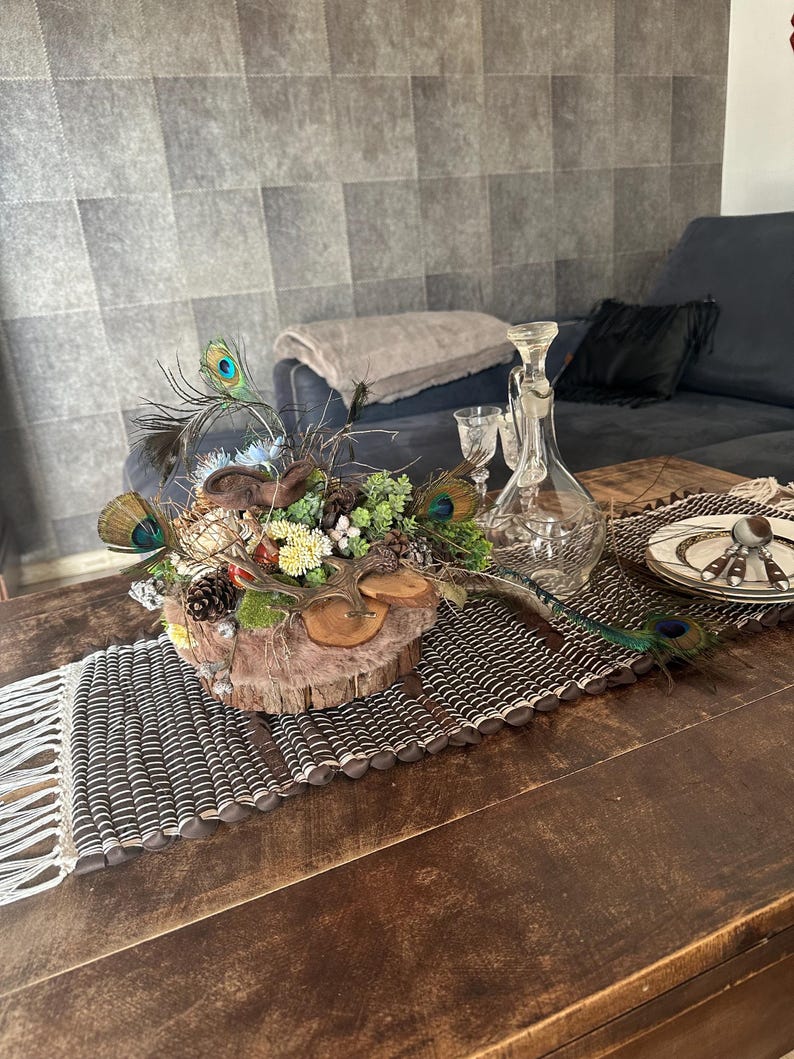 100% Leather Table Runner - Handmade Upcycled Brown Table Cover ...