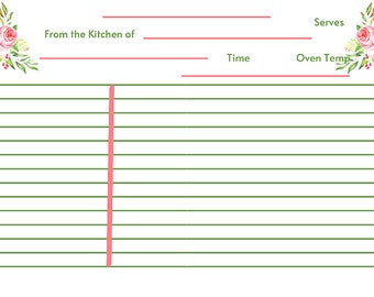 Printable Recipe Cards Set for Personalized Cookbooks and - Etsy