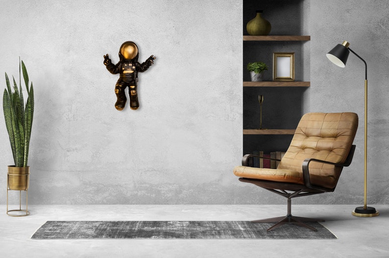 Black Spaceman Sculpture Gold Astronaut Statue Wall Statue - Etsy