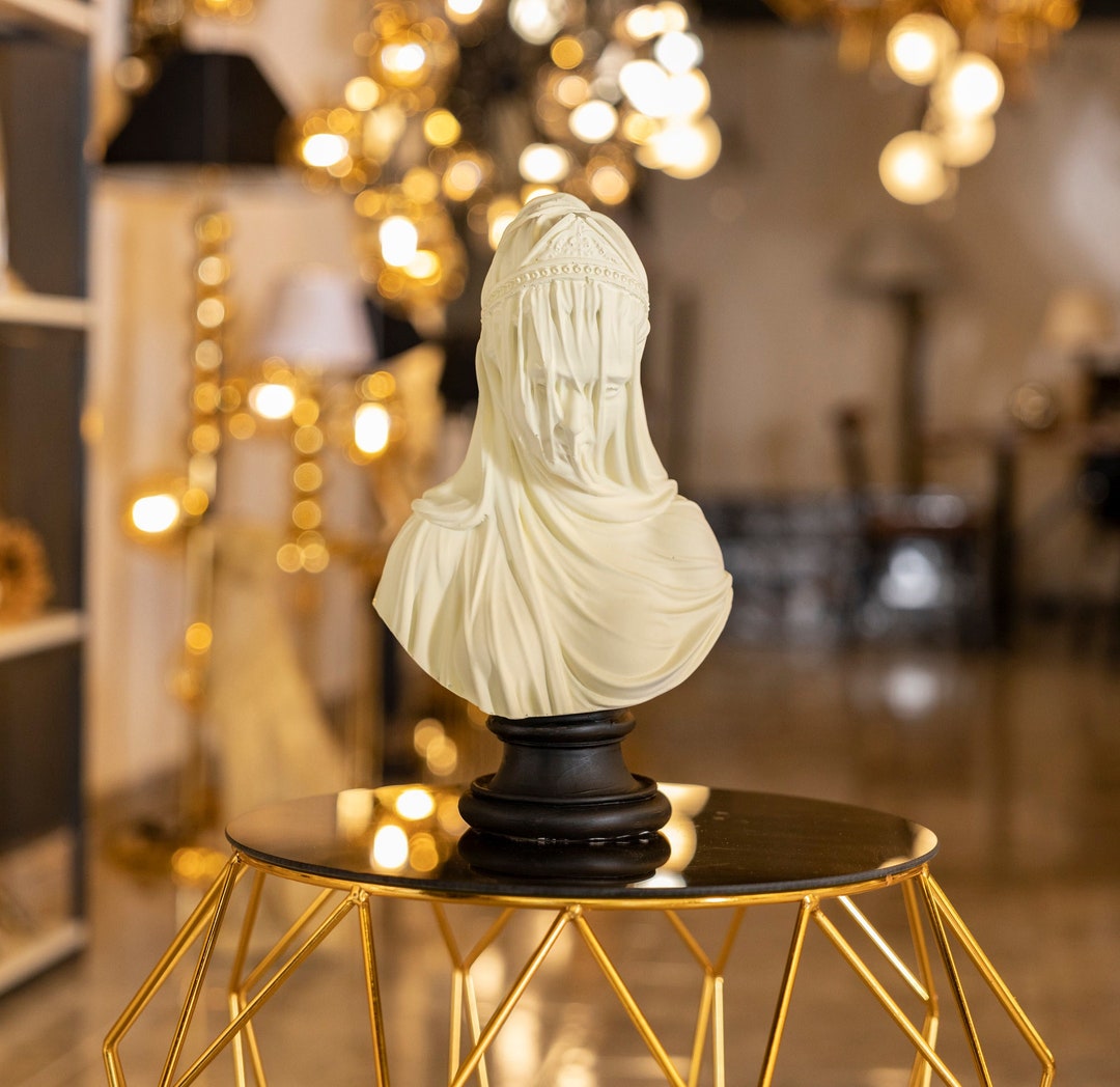 Cream Statue of Mary, Veiled Maiden Bust, Virgin Mary Statue, Veiled ...