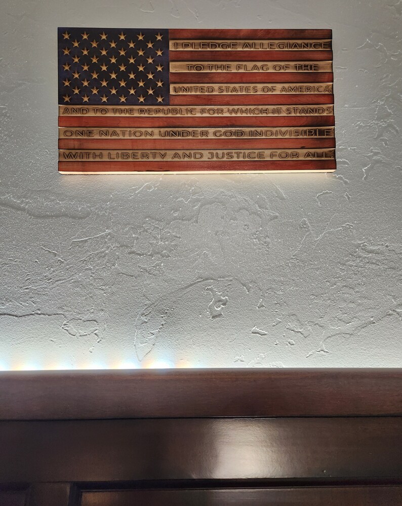Rustic American Flag, Pledge of Allegiance, Solid Hardwood, Handmade in ...