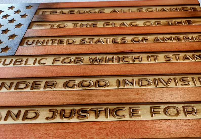 Rustic American Flag, Pledge of Allegiance, Solid Hardwood, Handmade in ...
