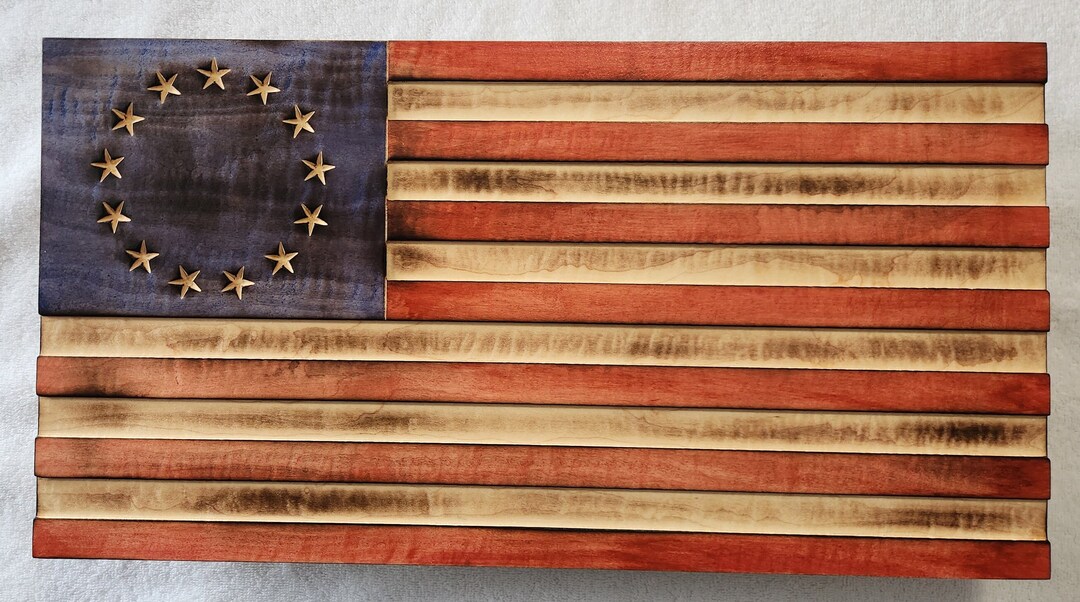 Rustic American Flag, Betsy Ross / 1777 Version, Solid Hardwood ...