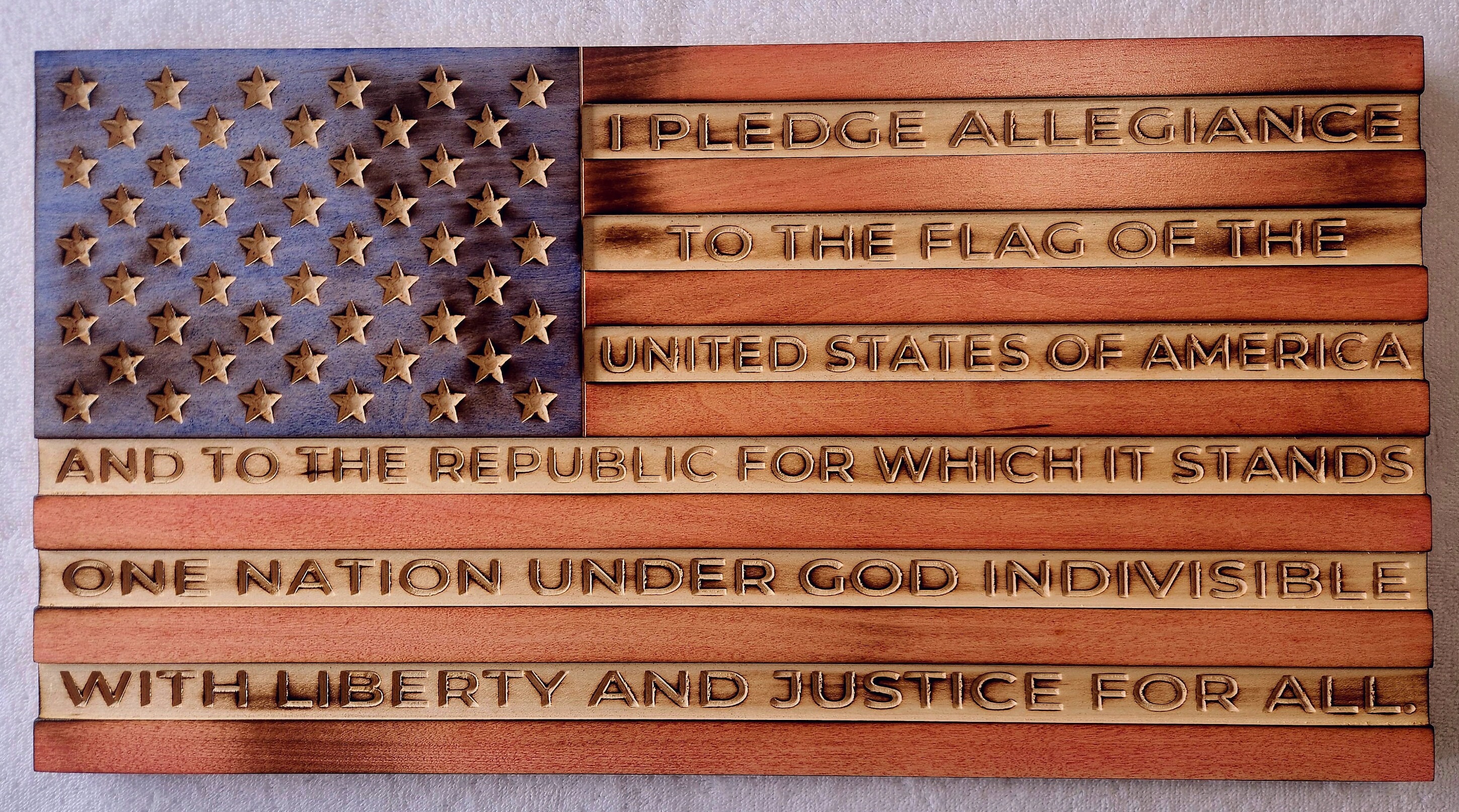 Rustic American Flag, Pledge of Allegiance, Solid Hardwood, Handmade in ...
