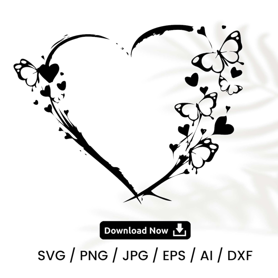 Hart met vlinders svg vlinder liefde SVG hart clipart - Etsy België